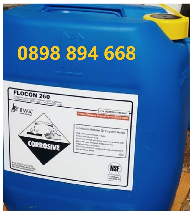 Hóa chất chống cáu cặn Flocon 260 có màu vàng nhạt